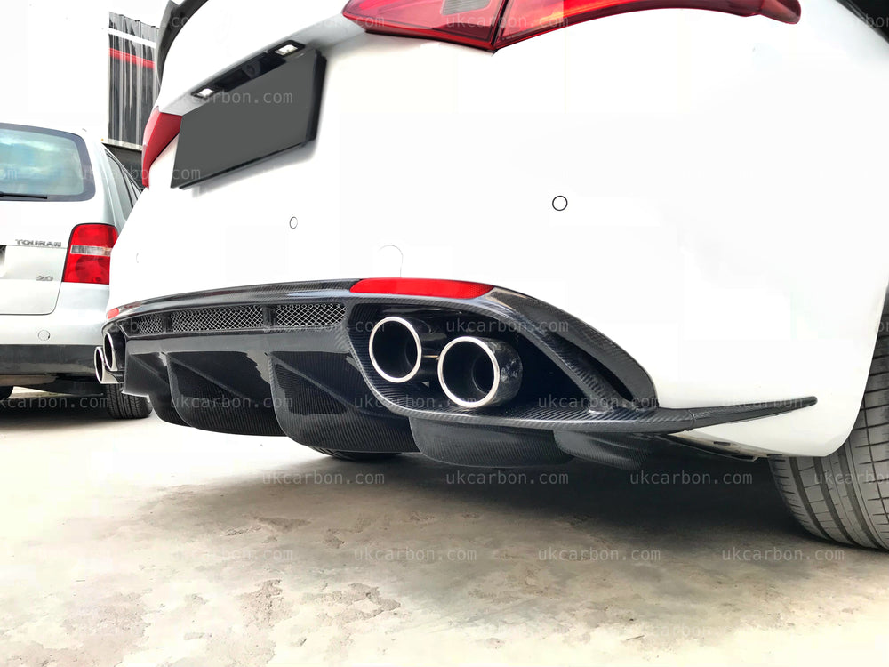 Alfa Romeo Giulia Diffuser Carbon Fibre Qaudrifolio Style Kit by UKCar